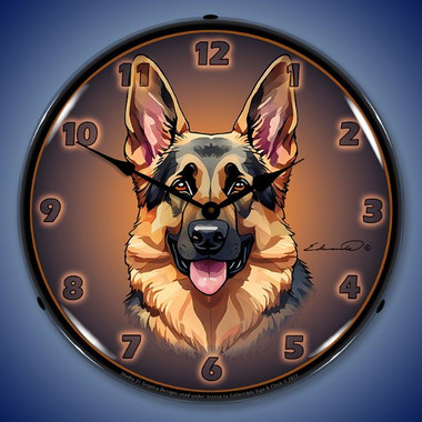 German Shepherd LED Wall Clock 14″×14″ | Dog-Lover Illuminated Décor