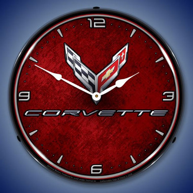 C8 Corvette LED Lighted Wall Clock 14 x 14 Inches