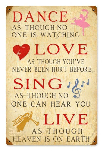 Vintage Dance Love Metal Sign 12 x 18 Inches
