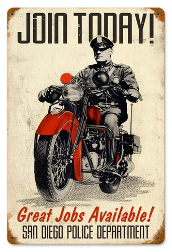 Retro San Diego Police Metal Sign 18 x 12 Inches