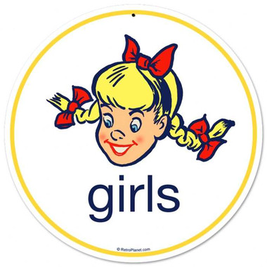 Retro Girls Metal Sign 14 x 14 Inches