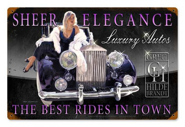 Retro Sheer Elegance - Pin-Up Girl Metal Sign 18 x 12 Inches