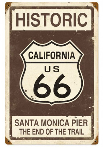 Vintage Historic Route 66 Metal Sign 12 x 18 Inches