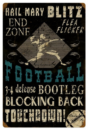 Vintage Football Metal Sign 16 x 24 Inches