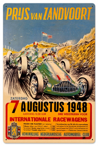 Vintage Zanvoort Grand Prix Metal Sign 24 x 16 inches