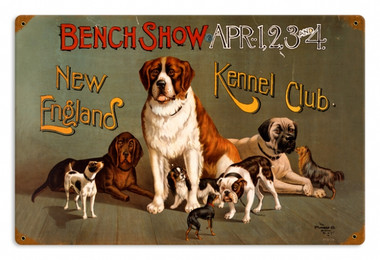 Vintage New England Dog Show Metal Sign 12 x 18 Inches
