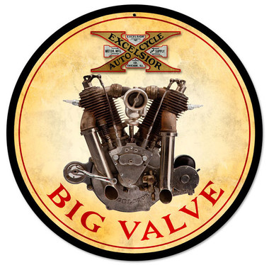 Retro Big Valve Engine Metal Sign 14 x 14 Inches