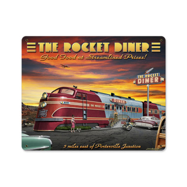 Rocket Diner Metal Sign 15 x 12 Inches