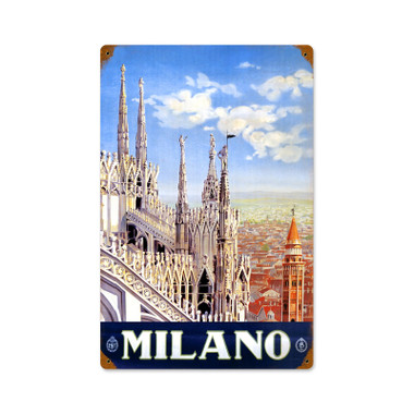 Retro Milan Metal Sign 12 x 18 Inches