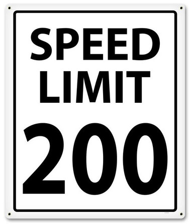 200 mphh Metal Sign 25 x 30 Inches