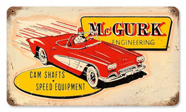 Vintage McGurk Engineering Metal Sign 14 x 8 Inches