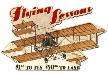 Flying Lessons Custom Shape Metal Sign 24 x 15 Inches