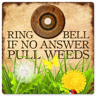Ring Bell Metal Sign 12 x 12 Inches