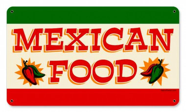 Retro Mexican Food Metal Sign 14 x 8 Inches