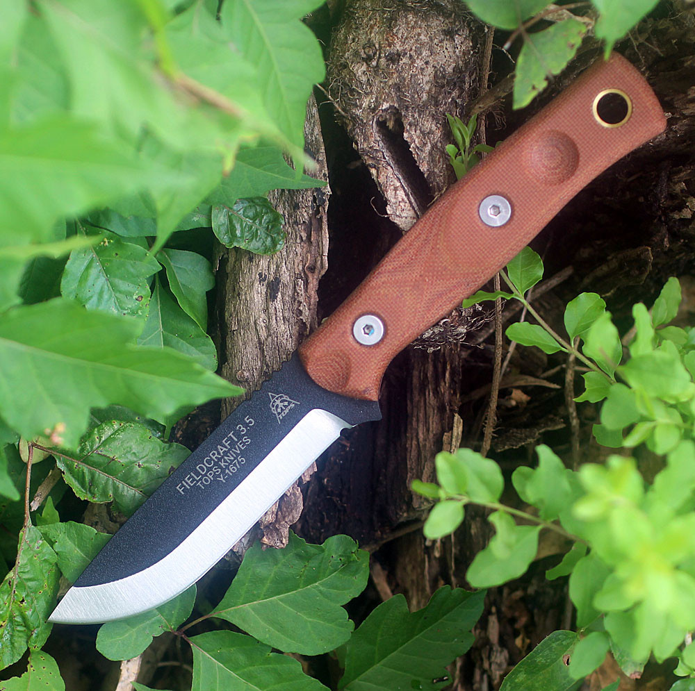 Tops MBROS-01 Fieldcraft 3.5, 3.75" 1095 Carbon Steel, Tan Canvas ...