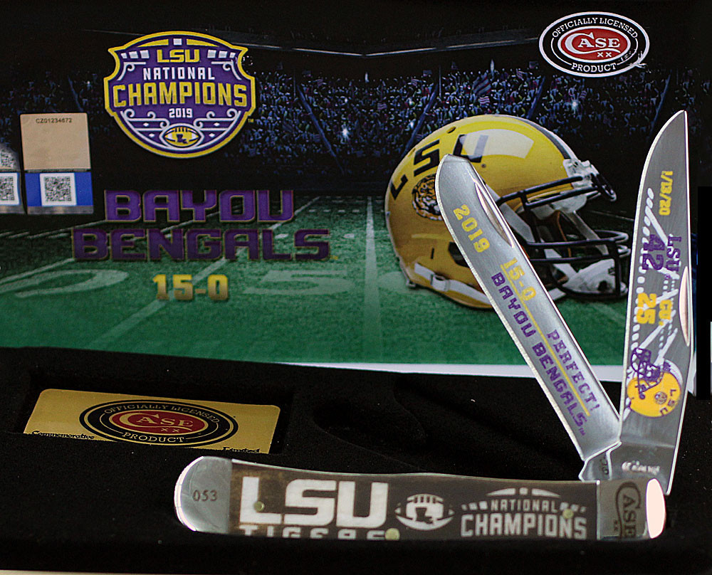 Case LSU19-CATSBN Trapper Gift Set, LSU National Champion 3D Laser ...