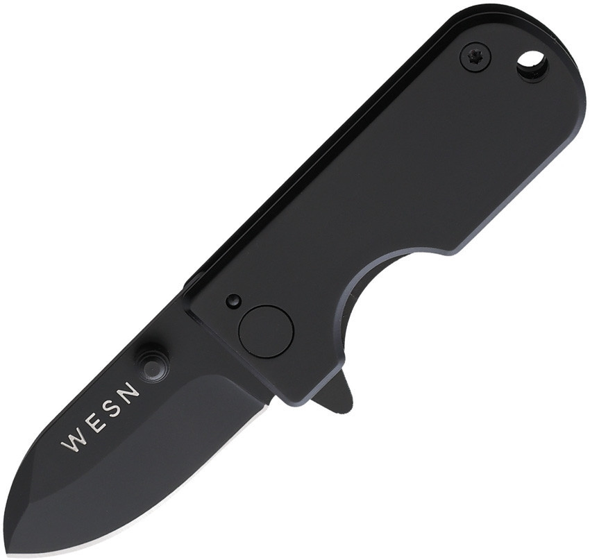 Wesn Goods Microblade 2.0 Folding Knife, 1.5" D2 Black Drop Point Plain ...