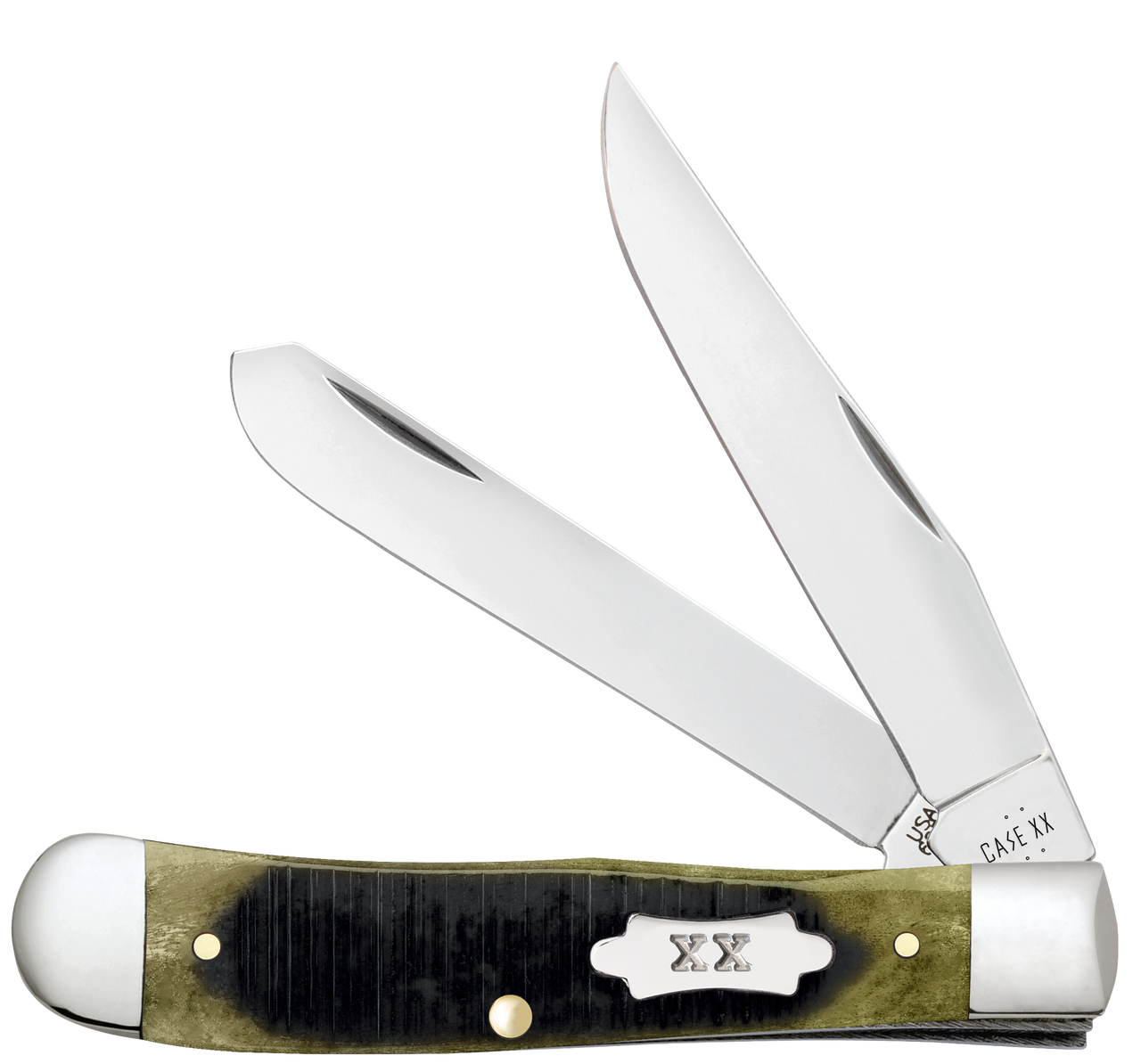 Case Trapper 39230 | Olive Green Bone Sawcut Jig | Knifeworks