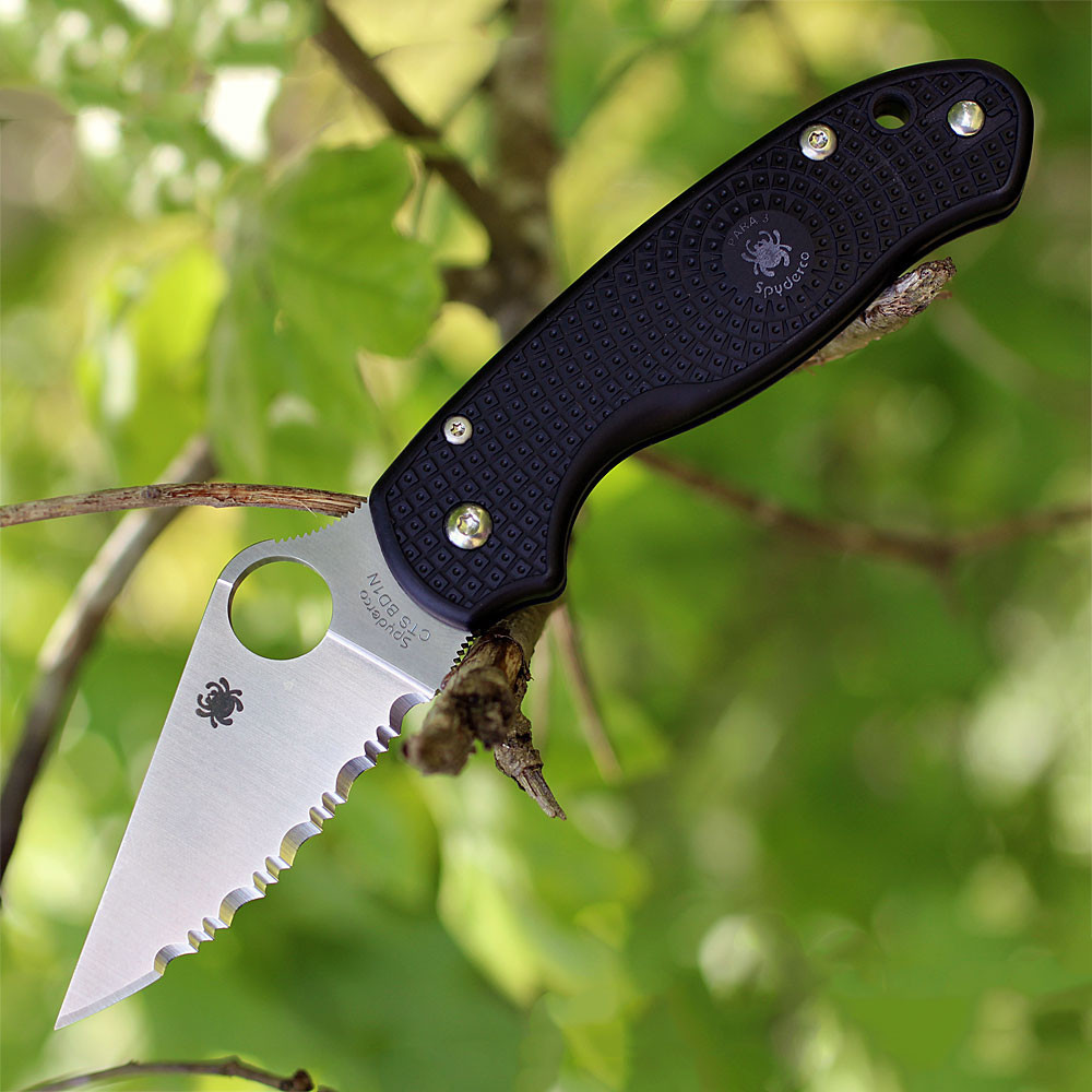 Spyderco C223PBK Para 3 Lightweight, 2.92" CTS BD1N Plain Blade, Black ...