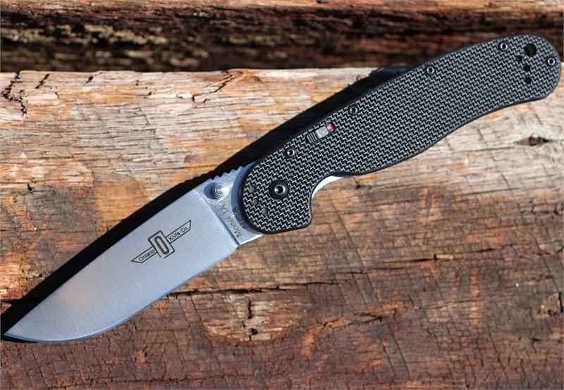 Ontario RAT Model 1A A/O Folder, AUS8, Black G-10 Handle