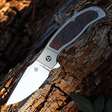 QSP Knife Legatus 3.5" M390, Gray/Red Titanium/G10 Folding QS136B ...