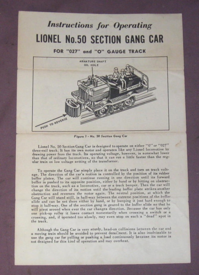 50 Gang Car: Box & Instructions Only (9) - All Aboard Train Shoppe