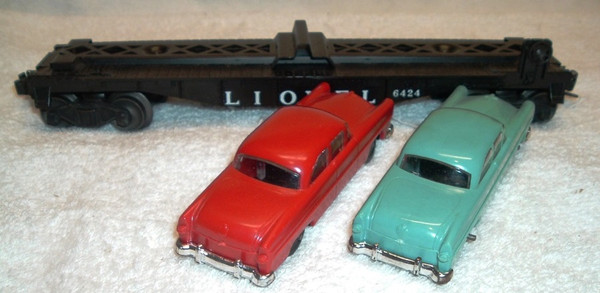 6424 Twin Automobile Flatcar: Original Red / Aqua Auto (8/OB) - All ...