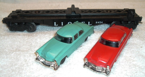 6424 Twin Automobile Flatcar: Original Red / Aqua Auto (8/OB) - All ...