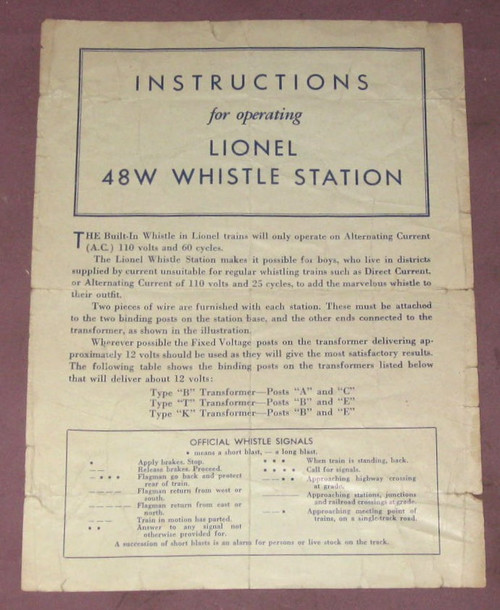 48W Whistle Station: Instructions Only (7+) - All Aboard Train Shoppe