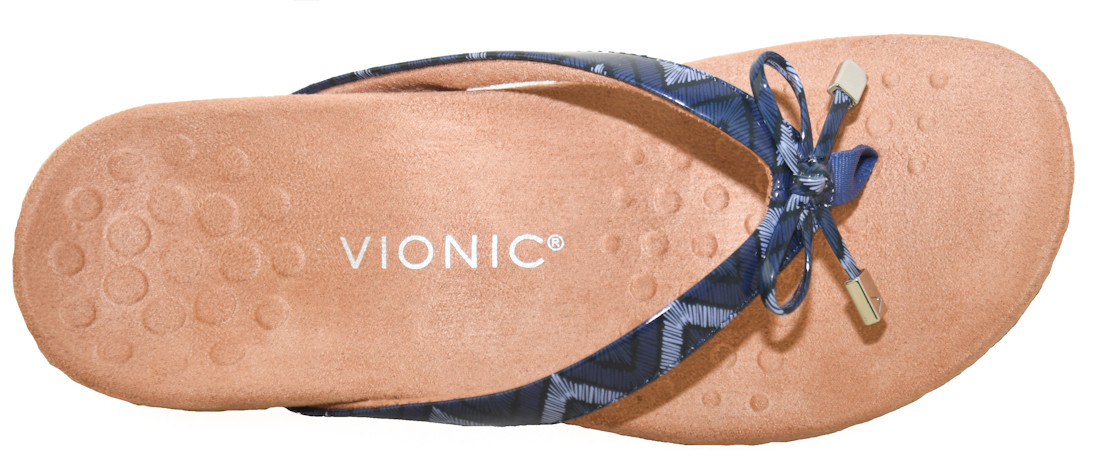 Vionic Women's Rest Bella II Toe Post Sandal Chevron Navy - Right Foot ...
