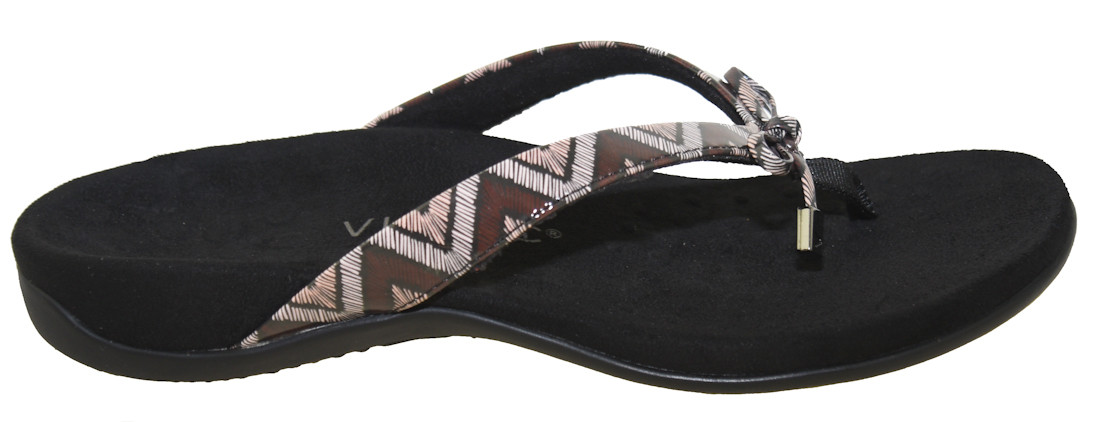 Vionic Women's Rest Bella II Toe Post Sandal Chevron Black - Right Foot ...