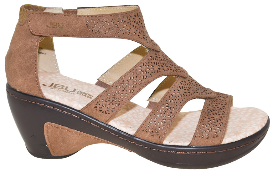 JBU by Jambu Women's Bianca Wedge Sandal Taupe - Right Foot Shoes