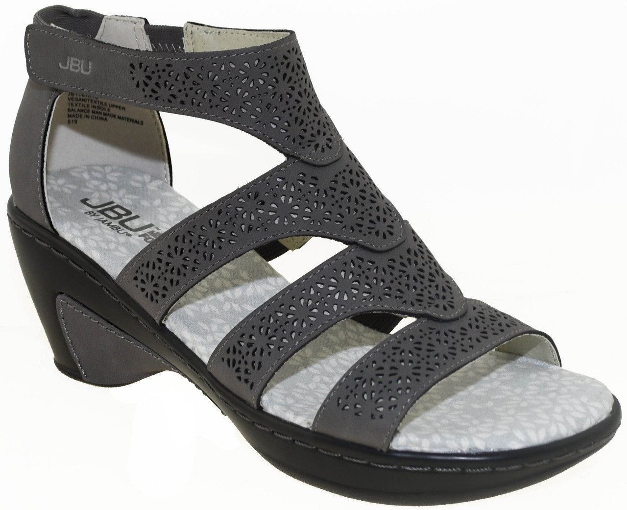 JBU by Jambu Women's Bianca Wedge Sandal Grey - Right Foot Shoes