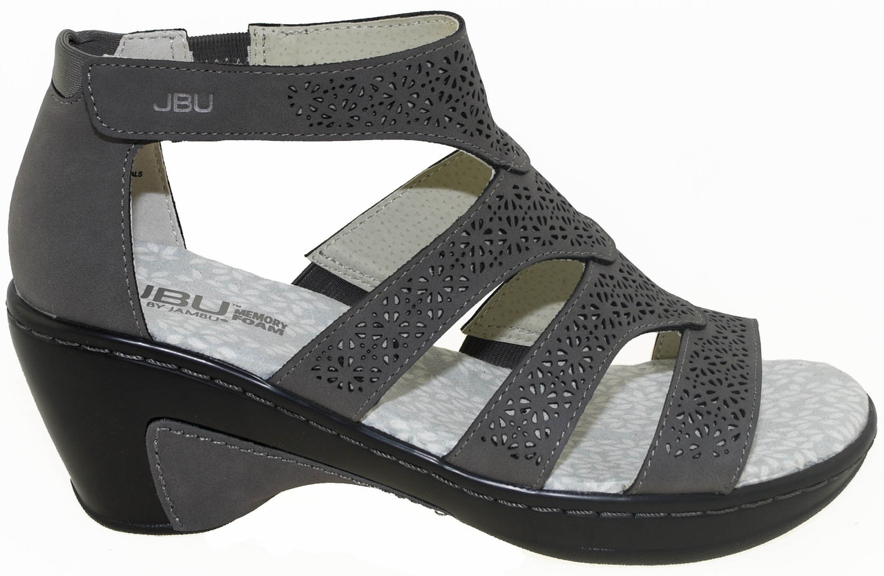 JBU by Jambu Women's Bianca Wedge Sandal Grey - Right Foot Shoes