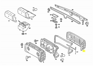 Mercedes Tail Light Lens, Right W126 Coupe Sedan Gen. 1 Gen. 2 US