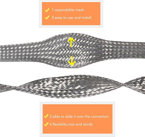 Wire Shielding EMI RFI ESD Tinned Copper Braid Ground Strap Metal Cable ...