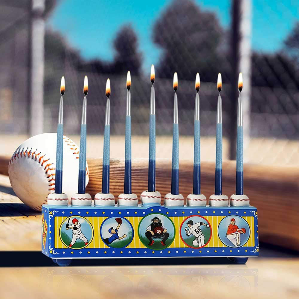 Baseball Hanukkah Menorah - Ceramic - YourHolyLandStore