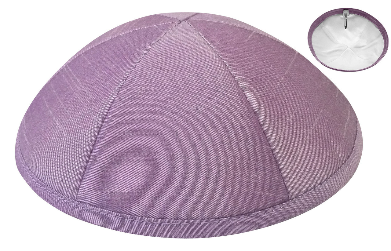 Lavender Raw Silk Kippah with Clip - YourHolyLandStore