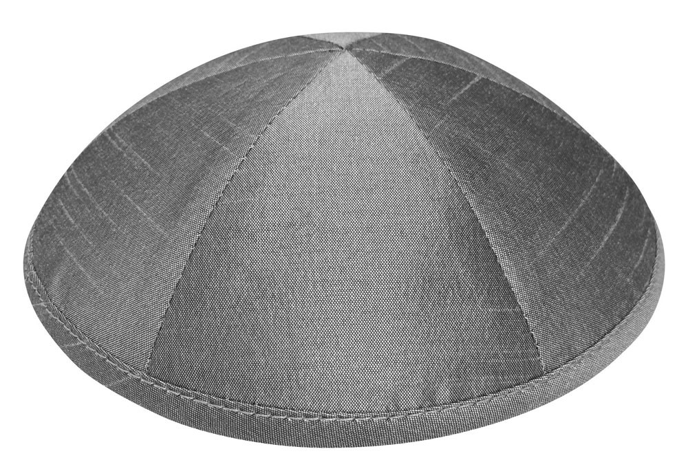 Grey Raw Silk Kippah with Clip - YourHolyLandStore