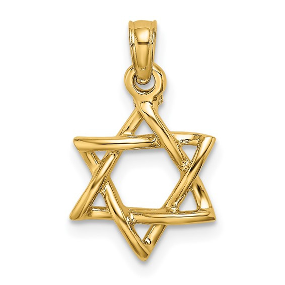 14K Yellow Gold Star of Magen David Pendant - Interlocking Design - YourHolyLandStore