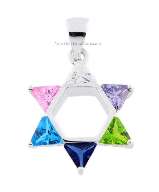 Silver Star of David with Cubic Zirconia Diamonds