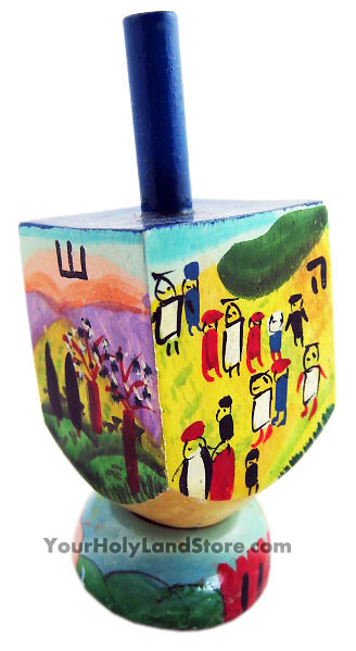 Hanukkah Hand Painted Dreidel with Stand
