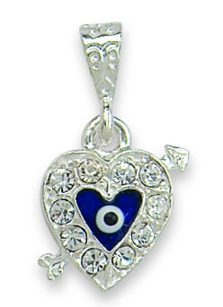 Heart & Arrow Evil Eye Pendant