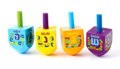 4 WOOD DREIDELS - YourHolyLandStore