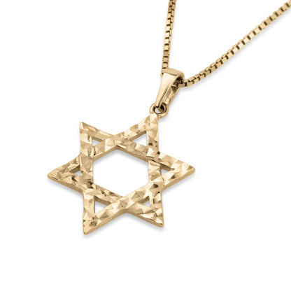 14K Gold Star Of David Pendant - Geometric Design - YourHolyLandStore