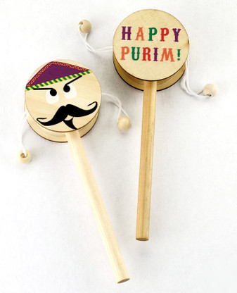 Happy Purim Wood Gragger - YourHolyLandStore