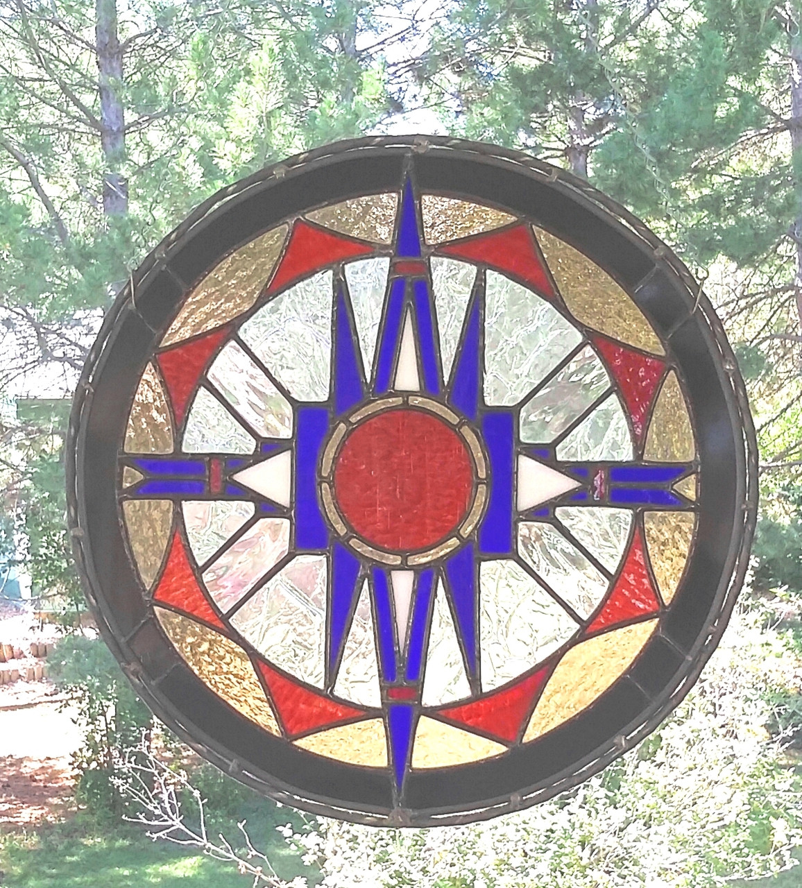 Southwestern Stained Glass Sun Panel - Swanky Glass