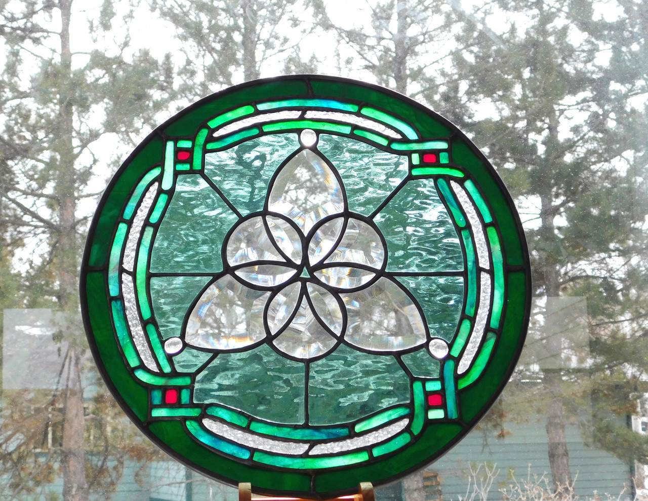 Celtic Tri Circle Stained Glass Panel - Swanky Glass