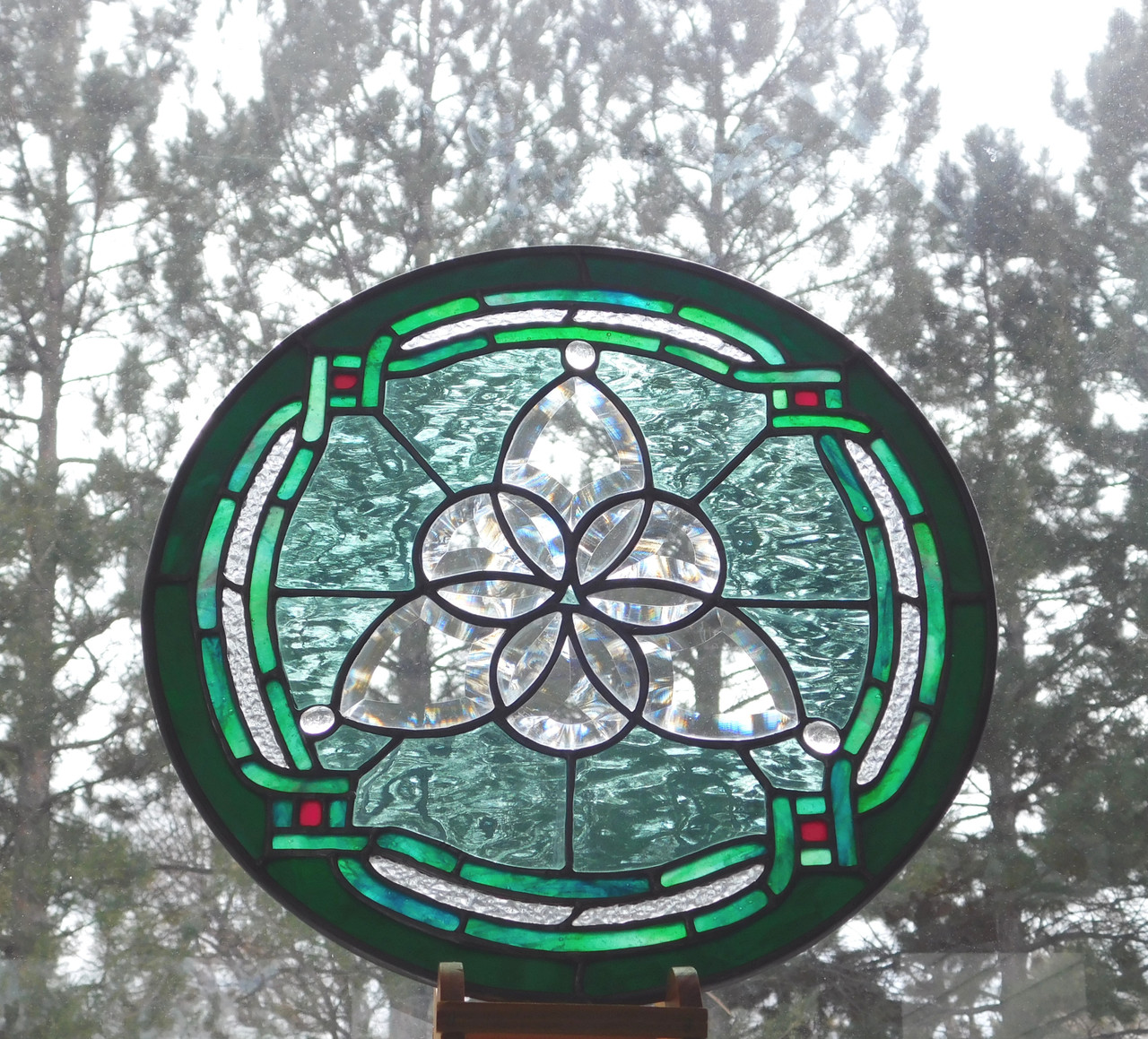 Celtic Tri Circle Stained Glass Panel - Swanky Glass