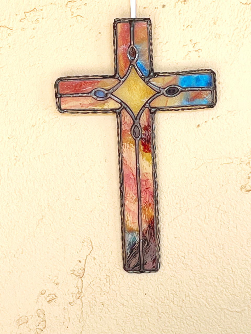 Watercolor Stained Glass Cross Suncatcher - Swanky Glass